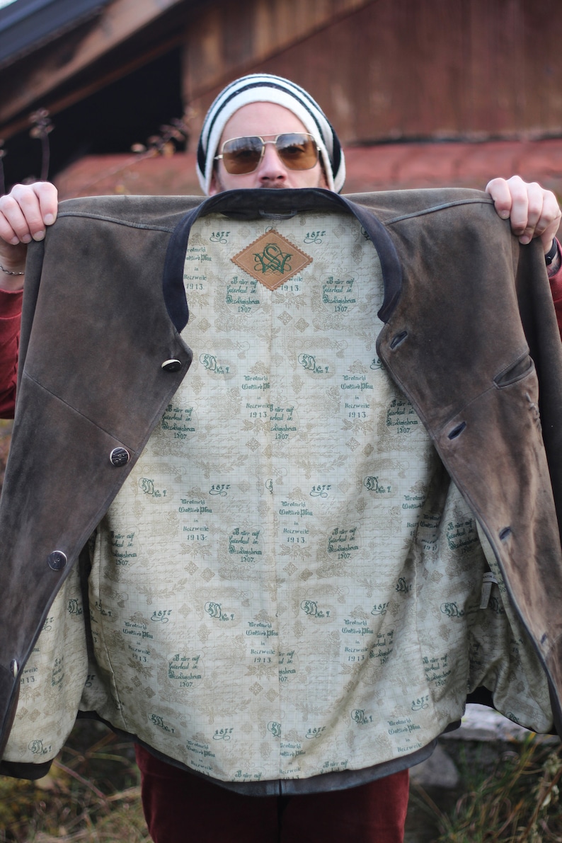 Vintage Trachten Suede Leather Jacket Sheepskin Traditional German ...