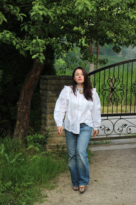 Vintage Victorian Blouse embroidered Puff sleeve Trad… - Gem