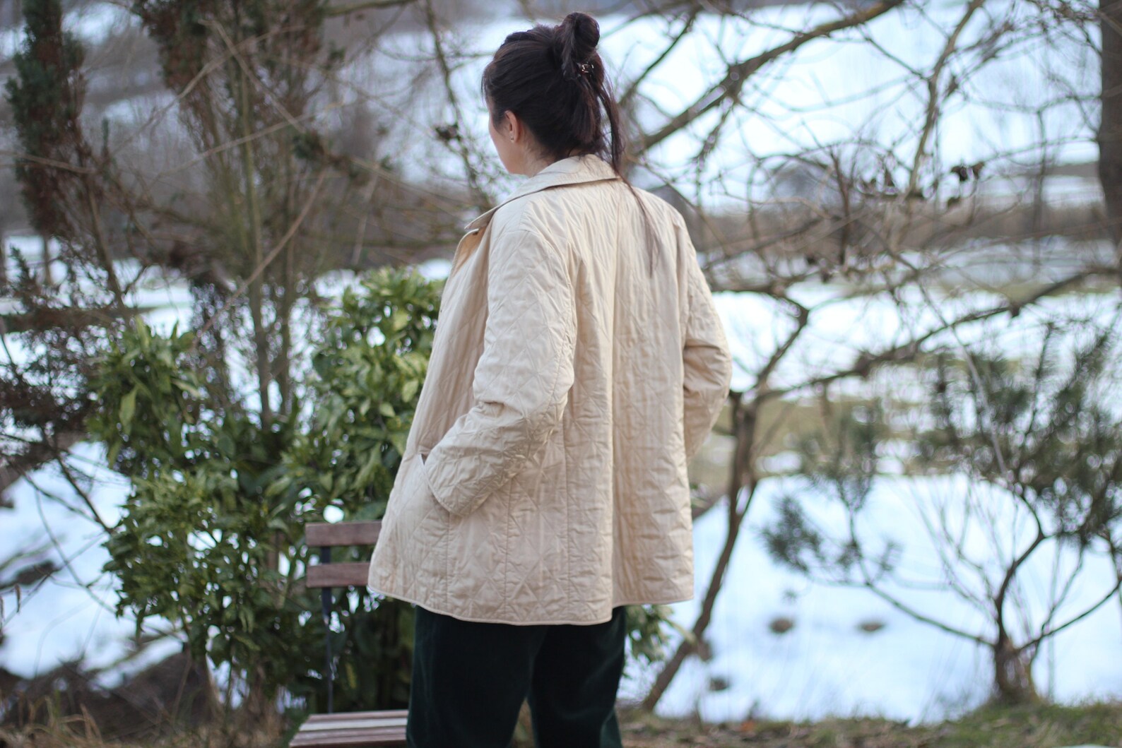 Vintage Beige Quilted Jacket Basler Lightweight Liner Jacket With ...