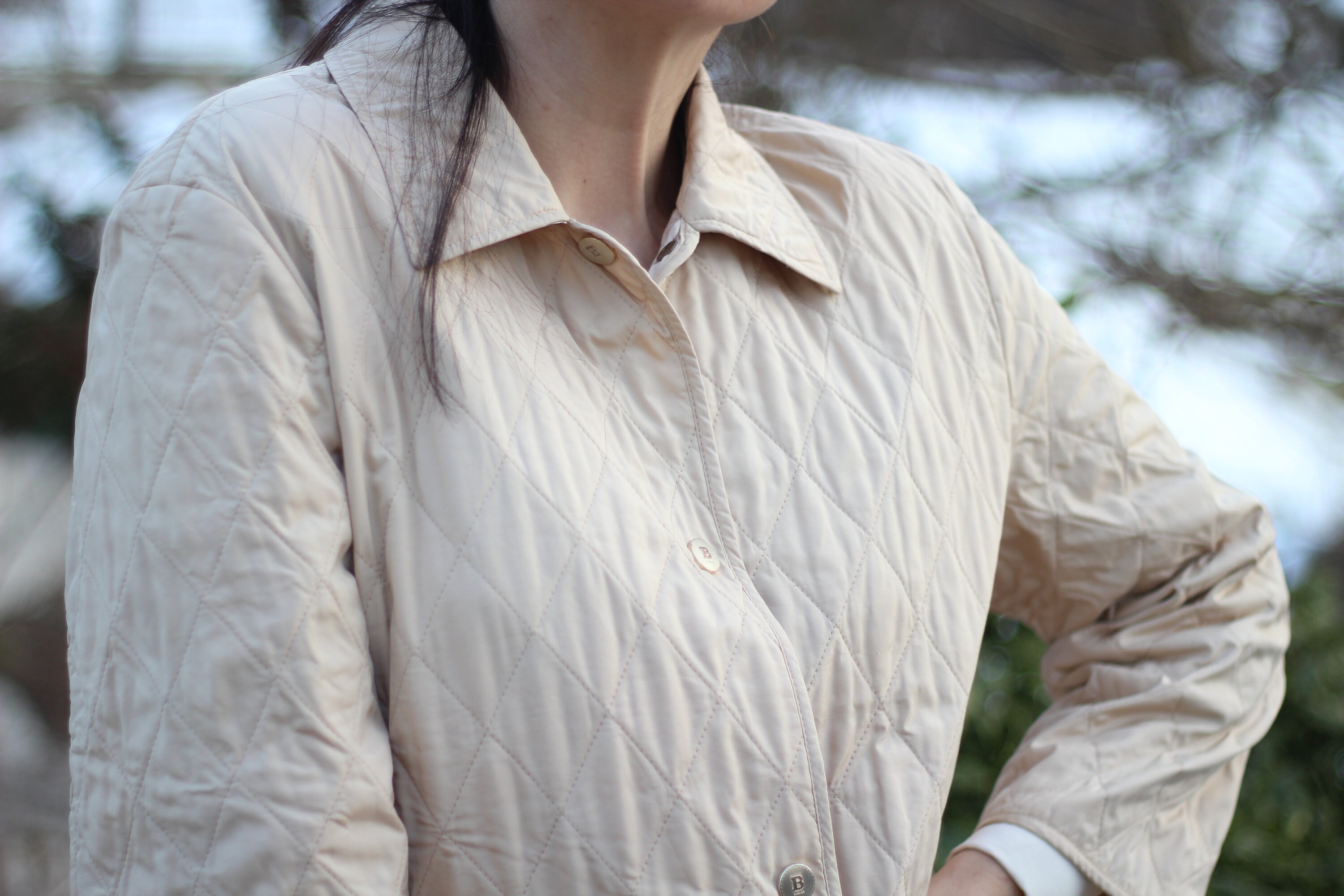 Vintage Beige Quilted Jacket Basler Lightweight Liner Jacket With ...