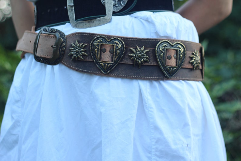 Traditional Austrian Belt With Edelweiss and Hearts Statement - Etsy