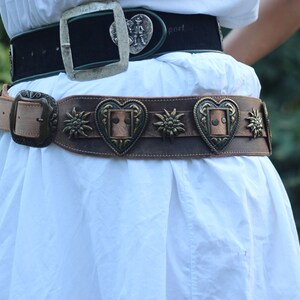 Traditional Austrian Belt With Edelweiss and Hearts Statement - Etsy