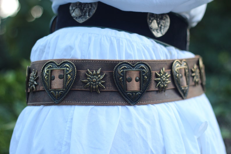 Traditional Austrian Belt With Edelweiss and Hearts Statement - Etsy
