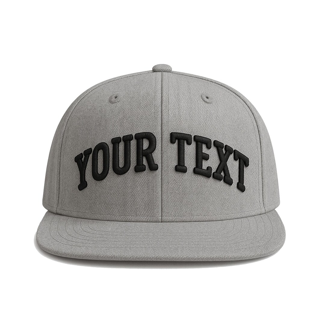 Embroidered Snapback Hat, Custom Text Logo, Personalized Grey Cap - Etsy