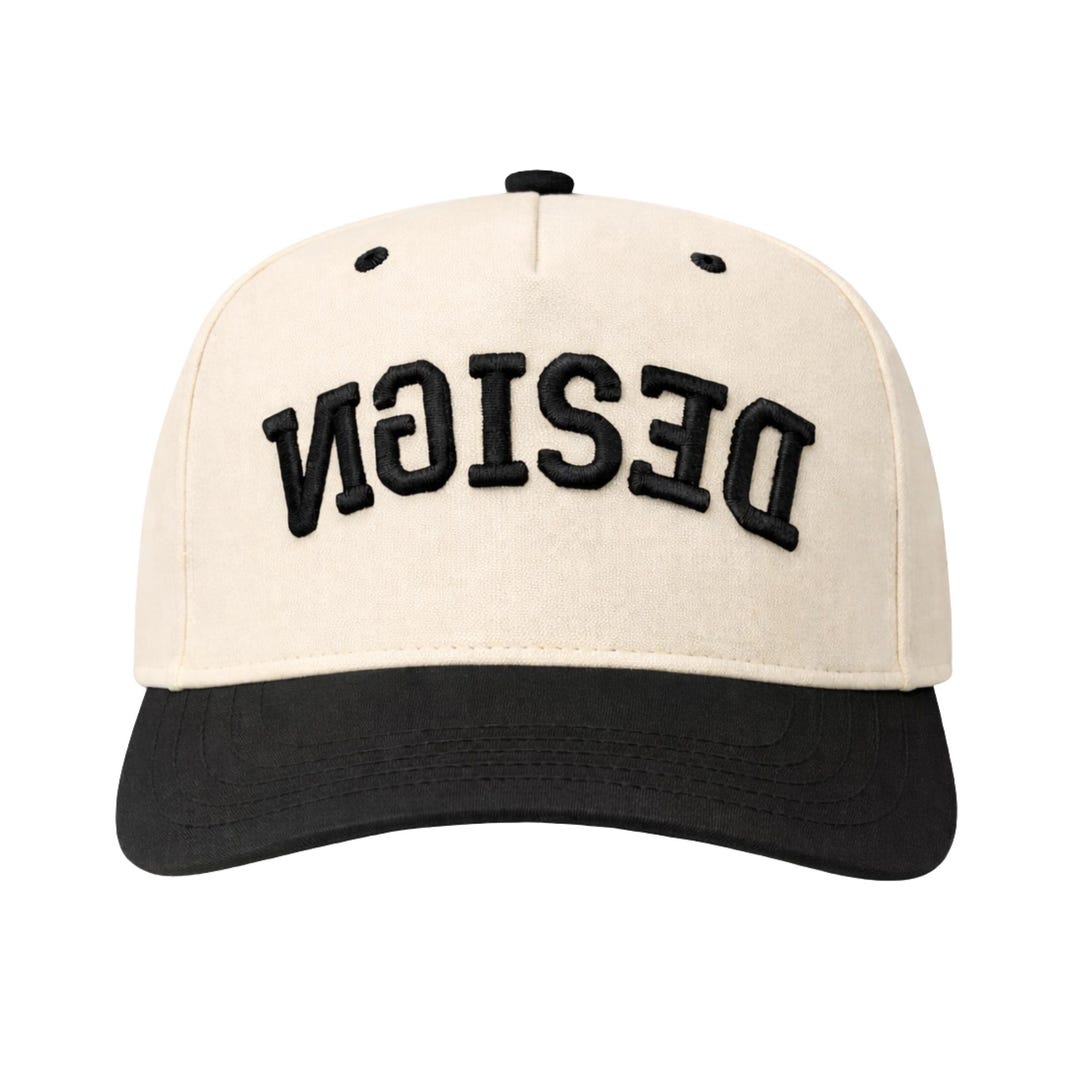 Black and Cream Custom Logo Hat, A Frame Upside Down Text Hat, Custom ...
