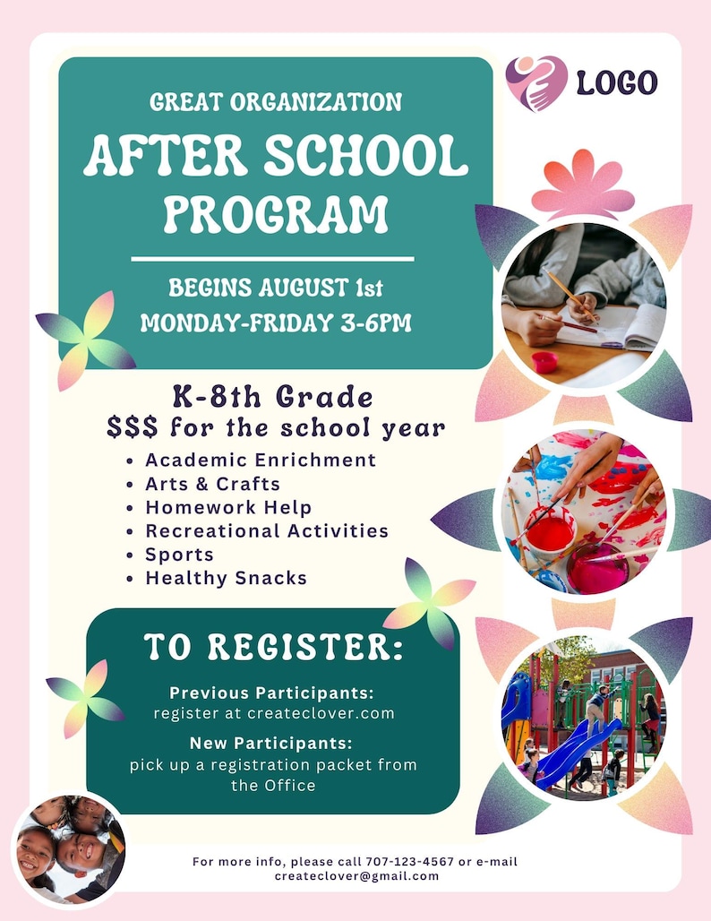 Editable School Program Flyer Canva Template: Clubs, After School ...