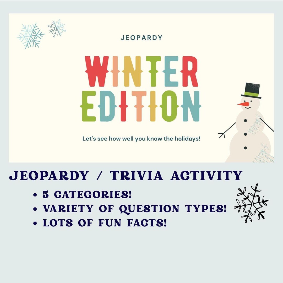 Winter Jeopardy / Trivia: Classroom Activity, Winter Lesson, & Fun Time ...