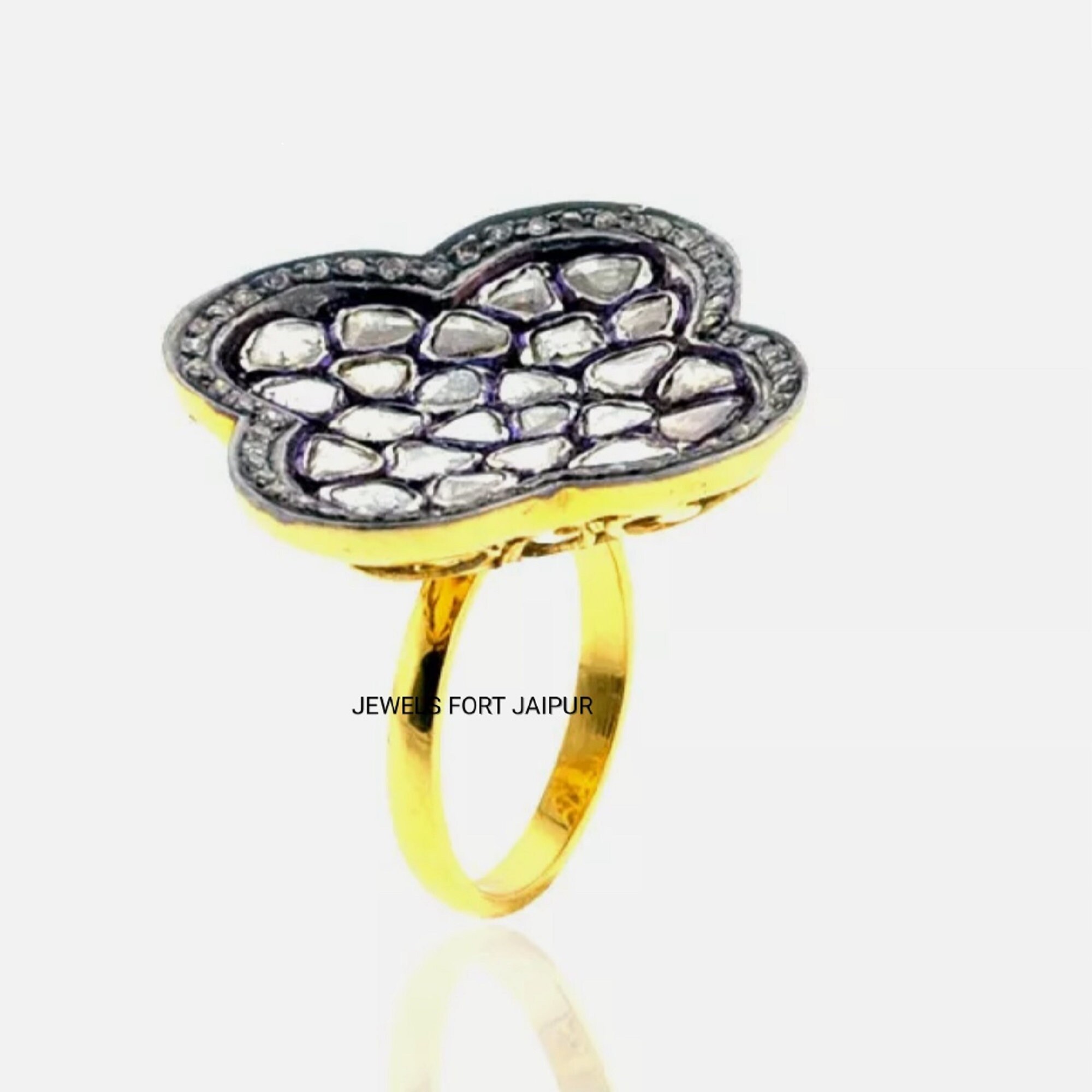 Victorian Diamond Ring, Genuine Polki Diamond Ring, Engagement Ring ...