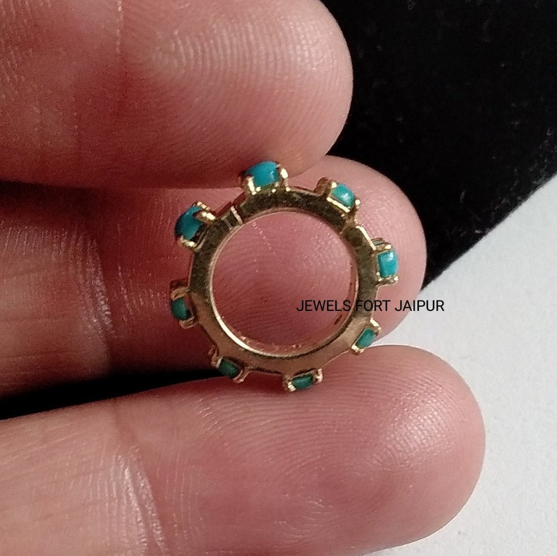 14k Gold Vermail Turquoise Round Charm Holder,12mm Round Charm Holder ...