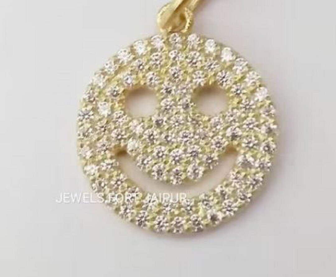 14k Gold Happy Face Charm,14k Emerald Smiley Face Charm,14k Gold Happy ...