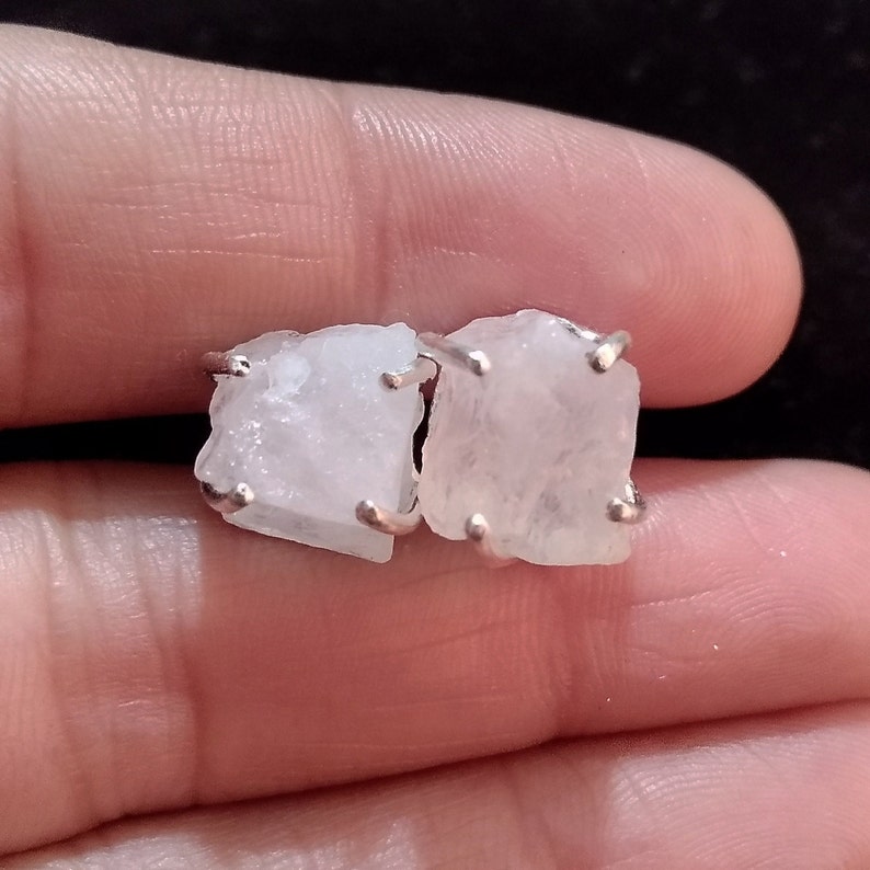 Rough Stone Stud Raw White Quartz Stud White Quartz Rough - Etsy