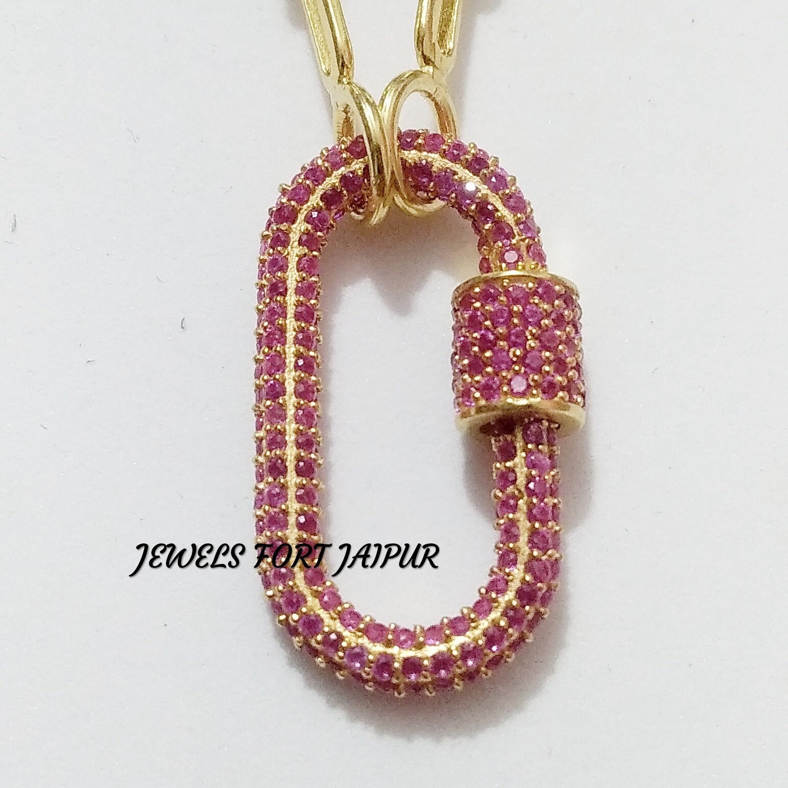 14K Gold Ruby Carabiner Lock, Gold Ruby Carabiner Lock,ruby Carabiner ...