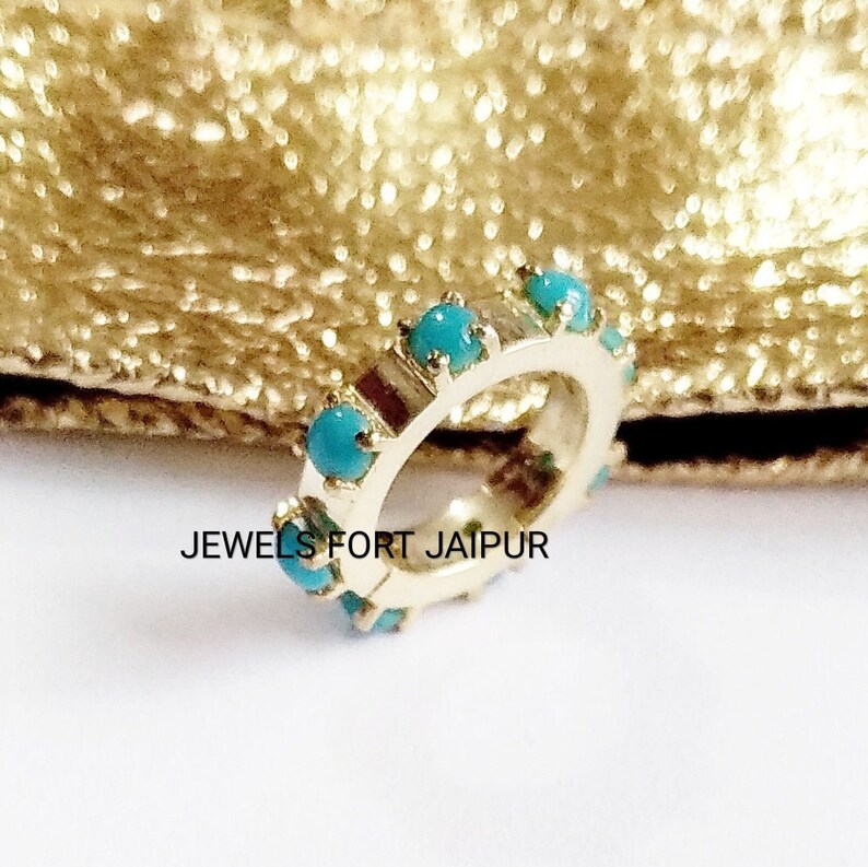 14k Gold Vermail Turquoise Round Charm Holder,12mm Round Charm Holder ...