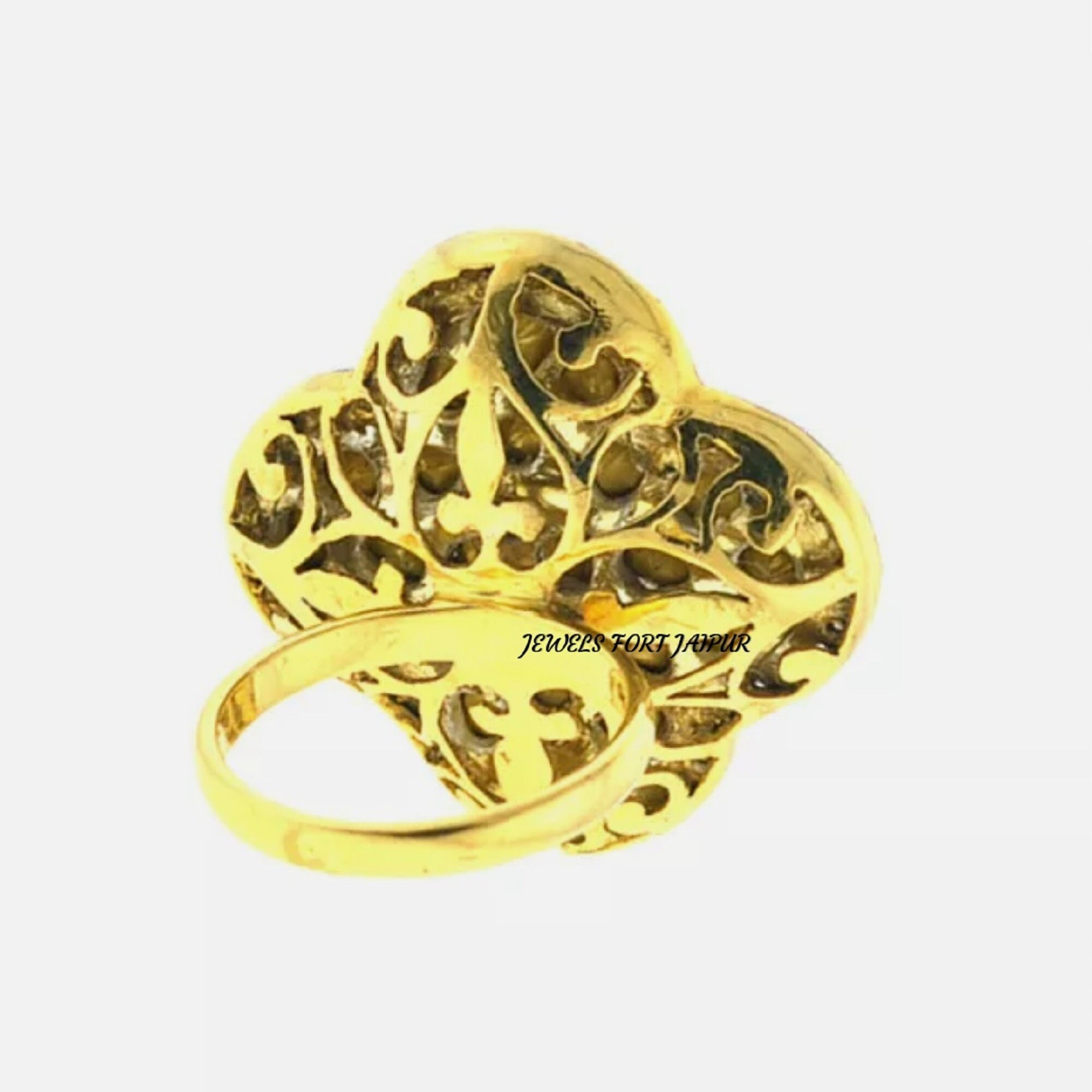 Victorian Diamond Ring, Genuine Polki Diamond Ring, Engagement Ring ...