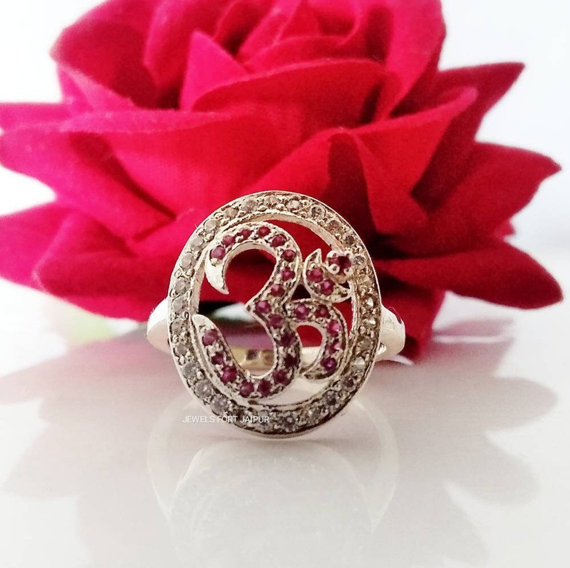 14k Diamond Om Ring Meditation Ring Protection Ring - Etsy