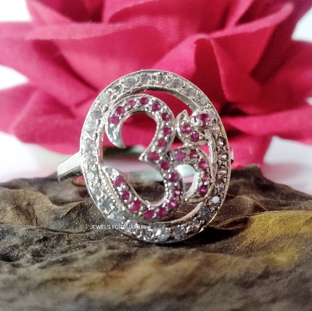 14k Diamond Om Ring, Meditation Ring, Protection Ring , Spiritual Ring ...