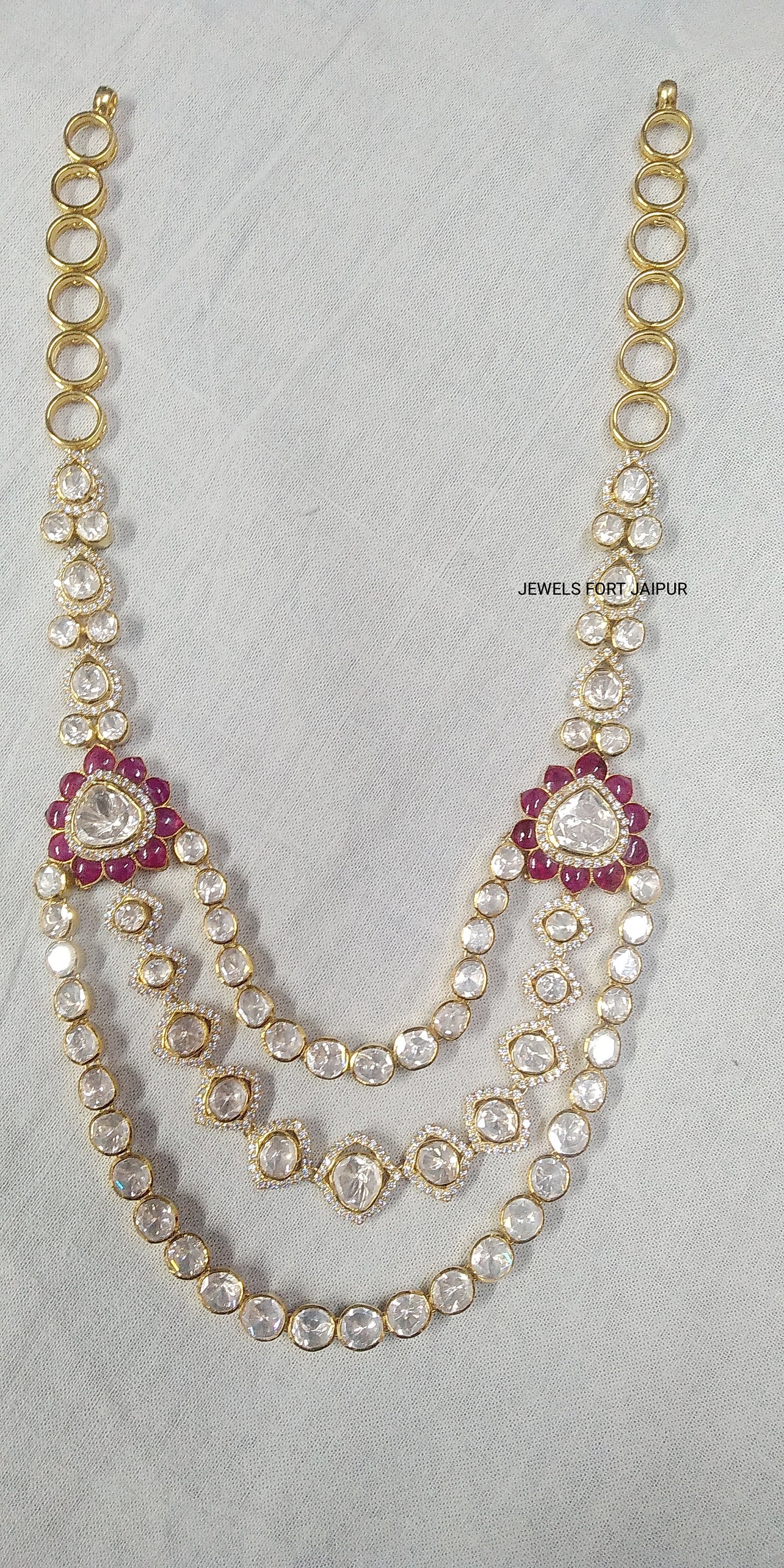 Moissanite Polki Diamond Necklace polki Handmade Long Chian - Etsy