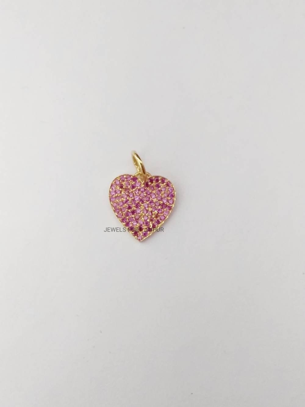 14k Gold Ruby Heart Charm Diamond Heart Necklacegold Heart - Etsy