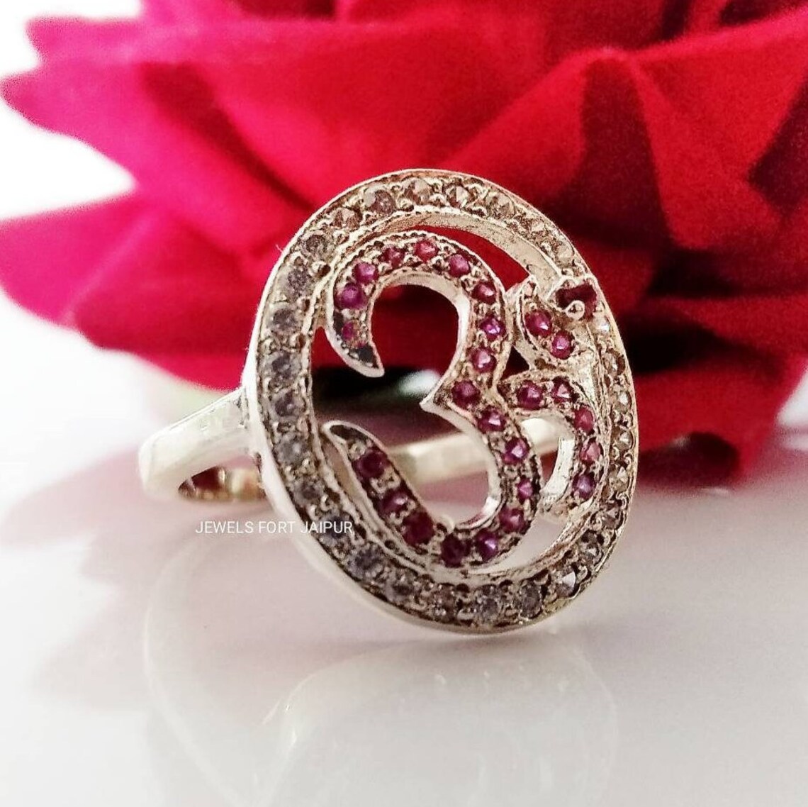 14k Diamond Om Ring Meditation Ring Protection Ring - Etsy