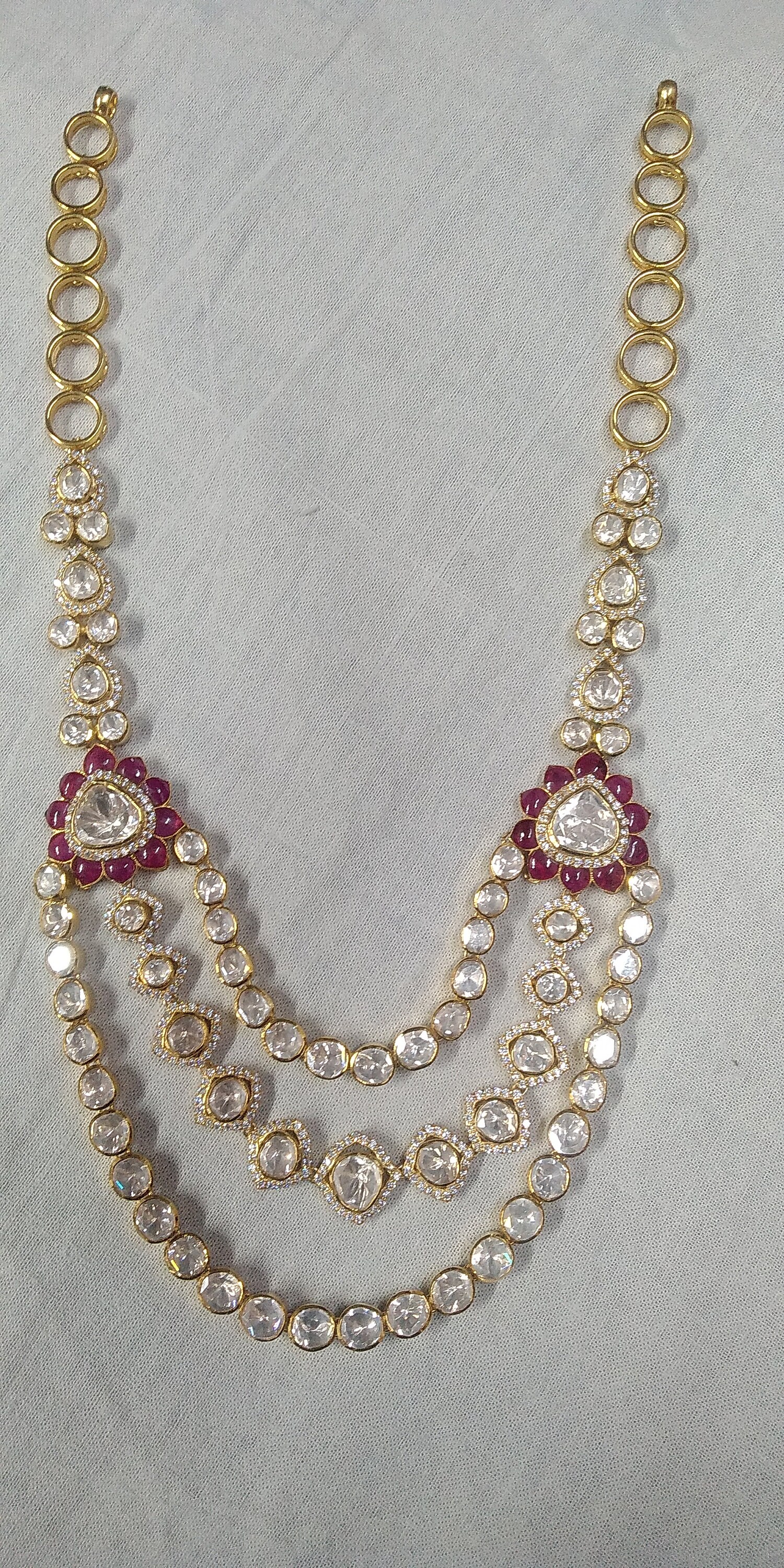 Moissanite Polki Diamond Necklace polki Handmade Long Chian - Etsy