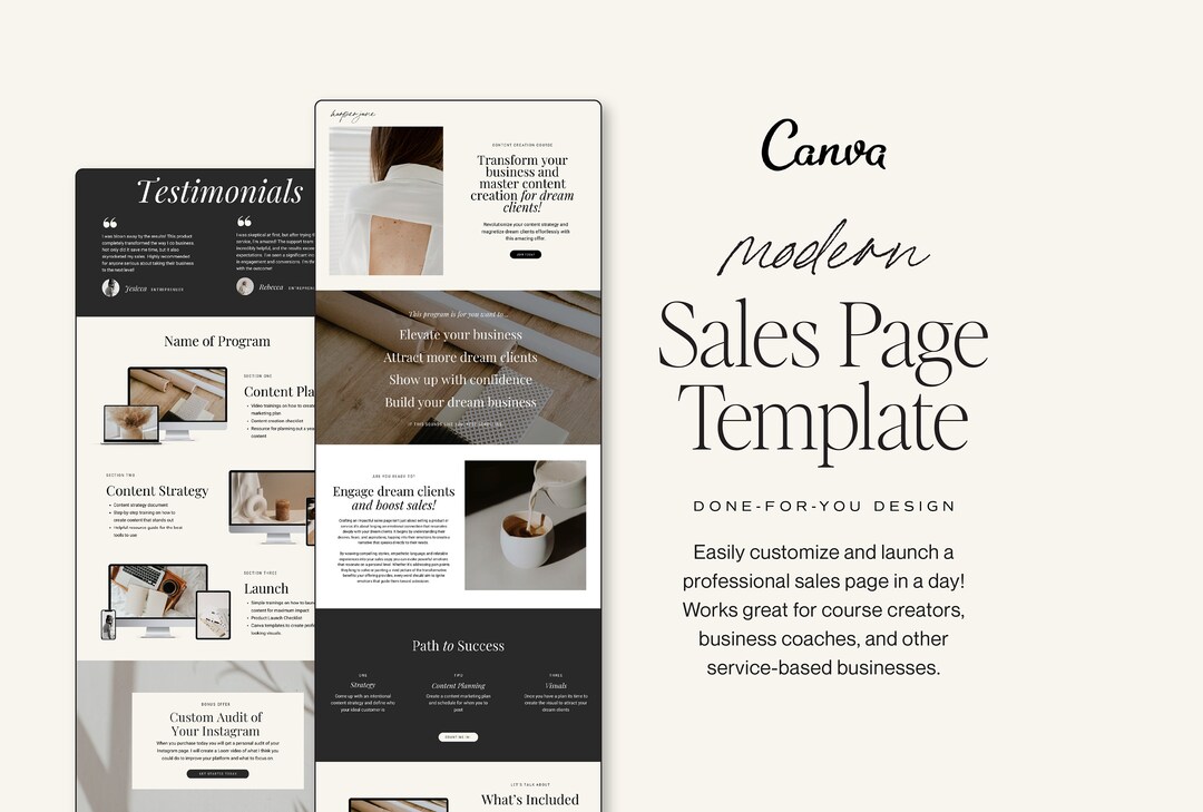 Canva Sales Page - Easy-to-edit Website Design Available With the Free ...