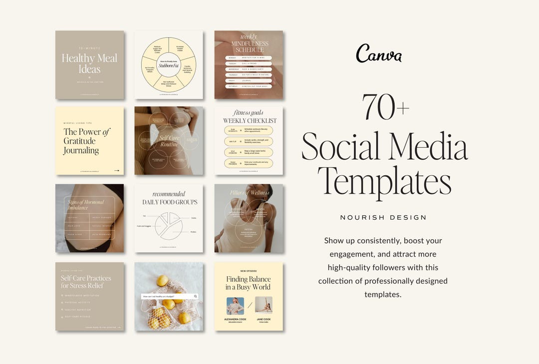 Canva Social Media Templates - 70 Editable Canva Template Bundle ...