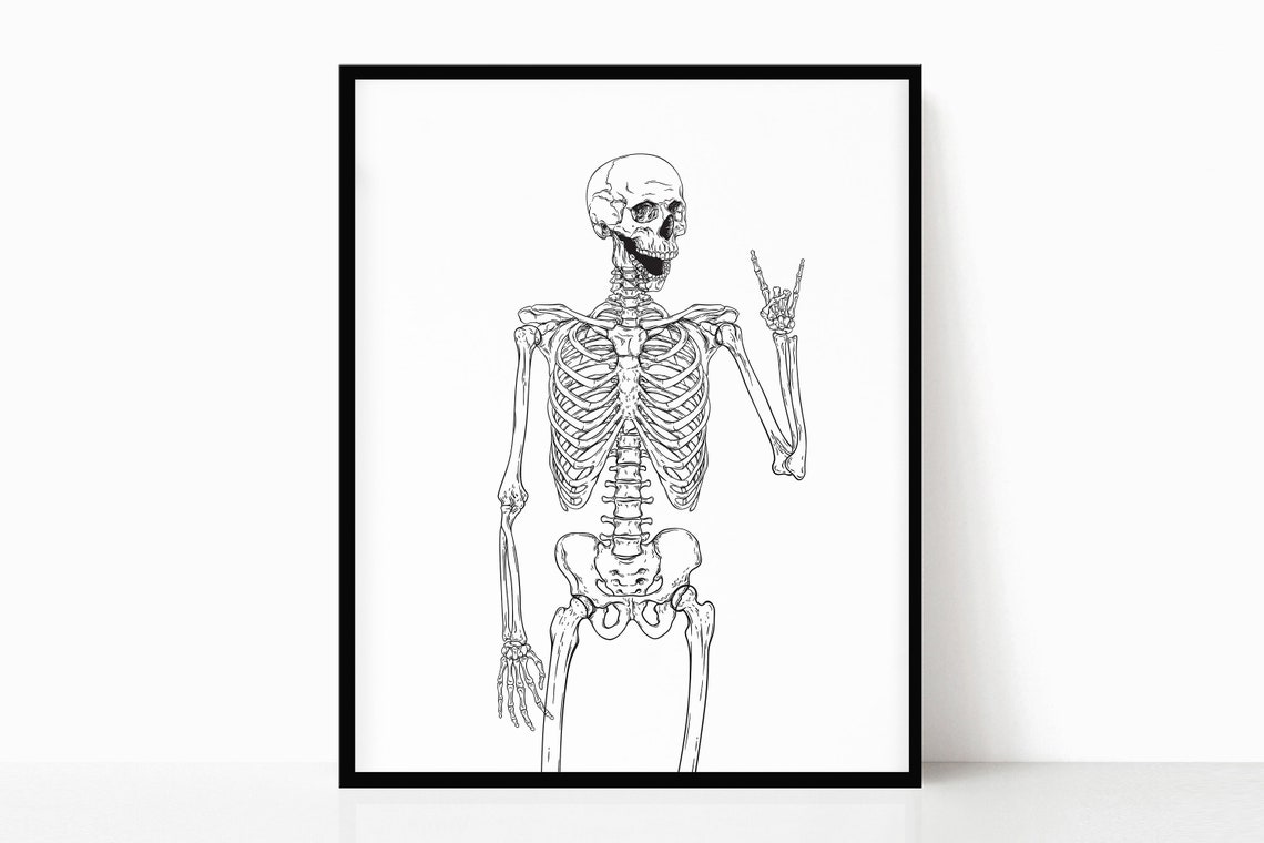 Skeleton Rocker Printable modern Halloween Instant Digital - Etsy
