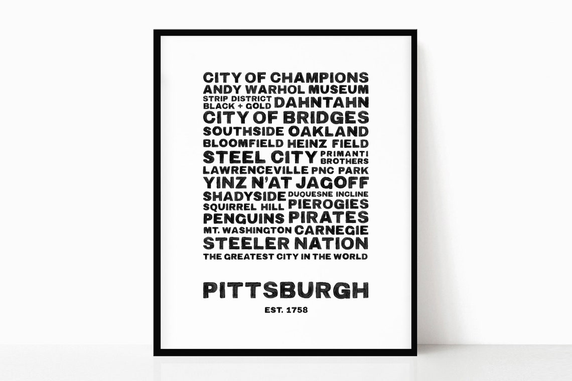 Pittsburgh Typography Wall Art • Instant Digital Download • steel City ...