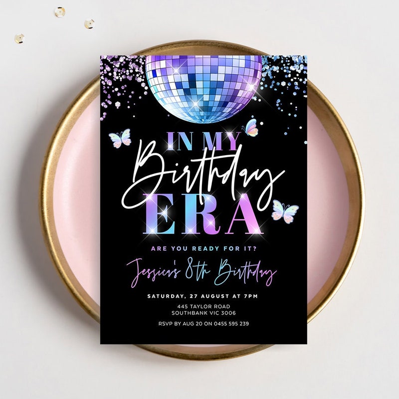 Disco and Butterfly Invite - Etsy