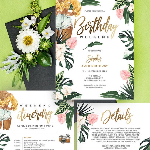 Birthday Itinerary Template Surprise Weekend Agenda Beach - Etsy