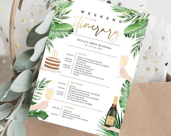 Birthday Itinerary Template Surprise Weekend Agenda Beach | Etsy