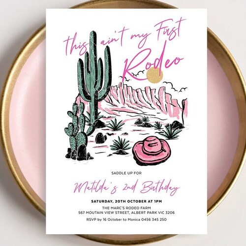 This Aint My First Rodeo Invitation Cowgirl Birthday Invite - Etsy