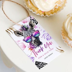 Thank You Tag, Favor Tags, Zebra, Safari Theme, Jungle Birthday, Party ...