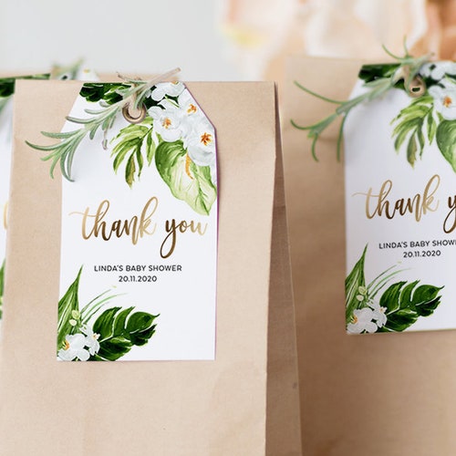 Tropical Thank You Tag Printable Favor Tag Template Tropical - Etsy