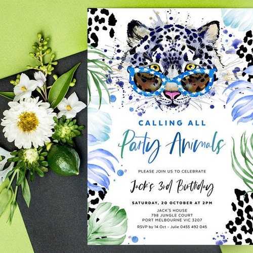 Editable Two Wild Leopard Print Jungle Birthday Party - Etsy