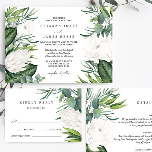 Australia Wedding Invitation Set Template Download King - Etsy Australia