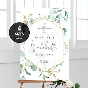 Geometric Greenery Welcome Board Sign, Baby Shower, Wedding Signage ...