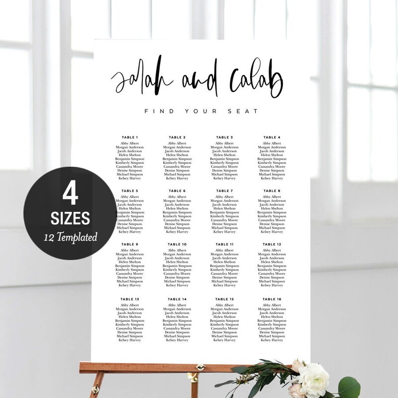Table Names List Poster - Etsy