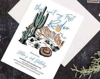 Editable My Second Rodeo Invitation Cowboy Birthday Invite Wild West ...