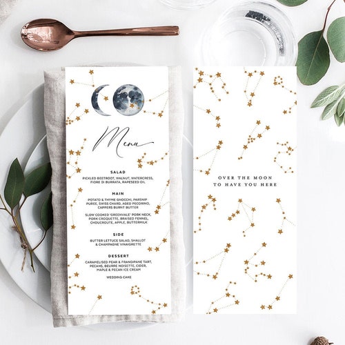 Dinner Menu Cards Printable Template Table Party Decoration - Etsy
