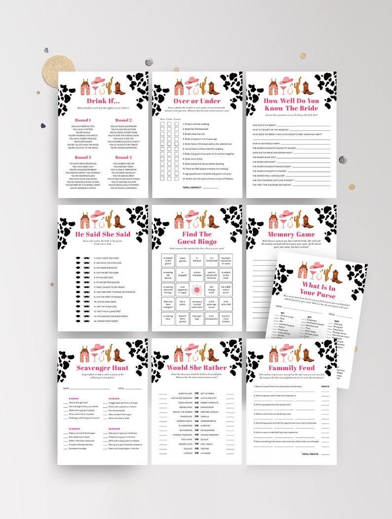 10 GAMES Party Pack, Bachelorette Package, Bridal Shower, Hens Night ...