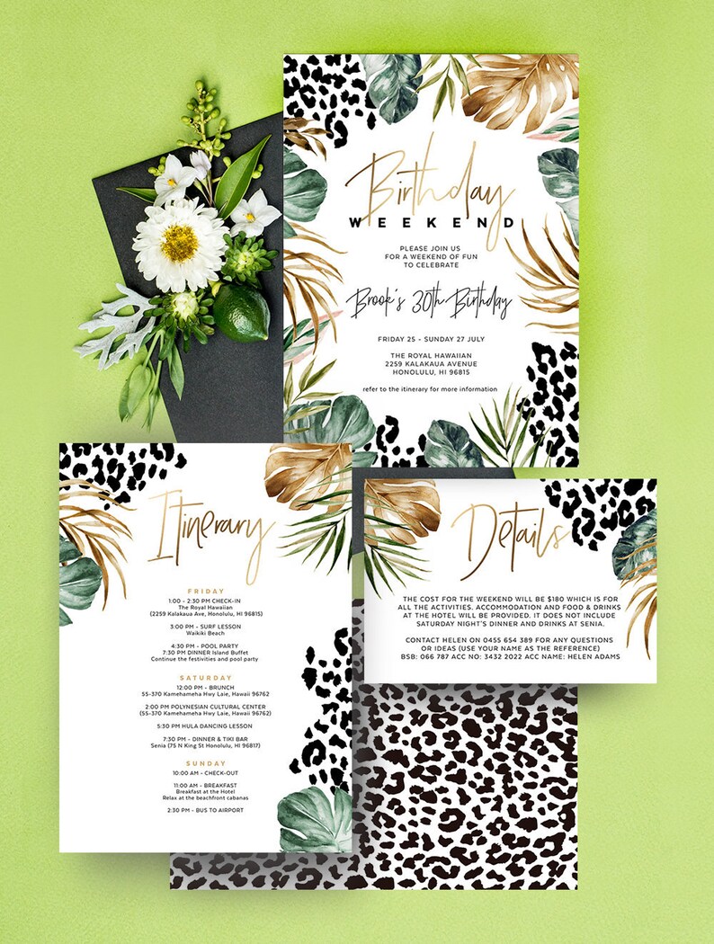 Birthday Weekend Invitation Girls Trip Itinerary Template - Etsy
