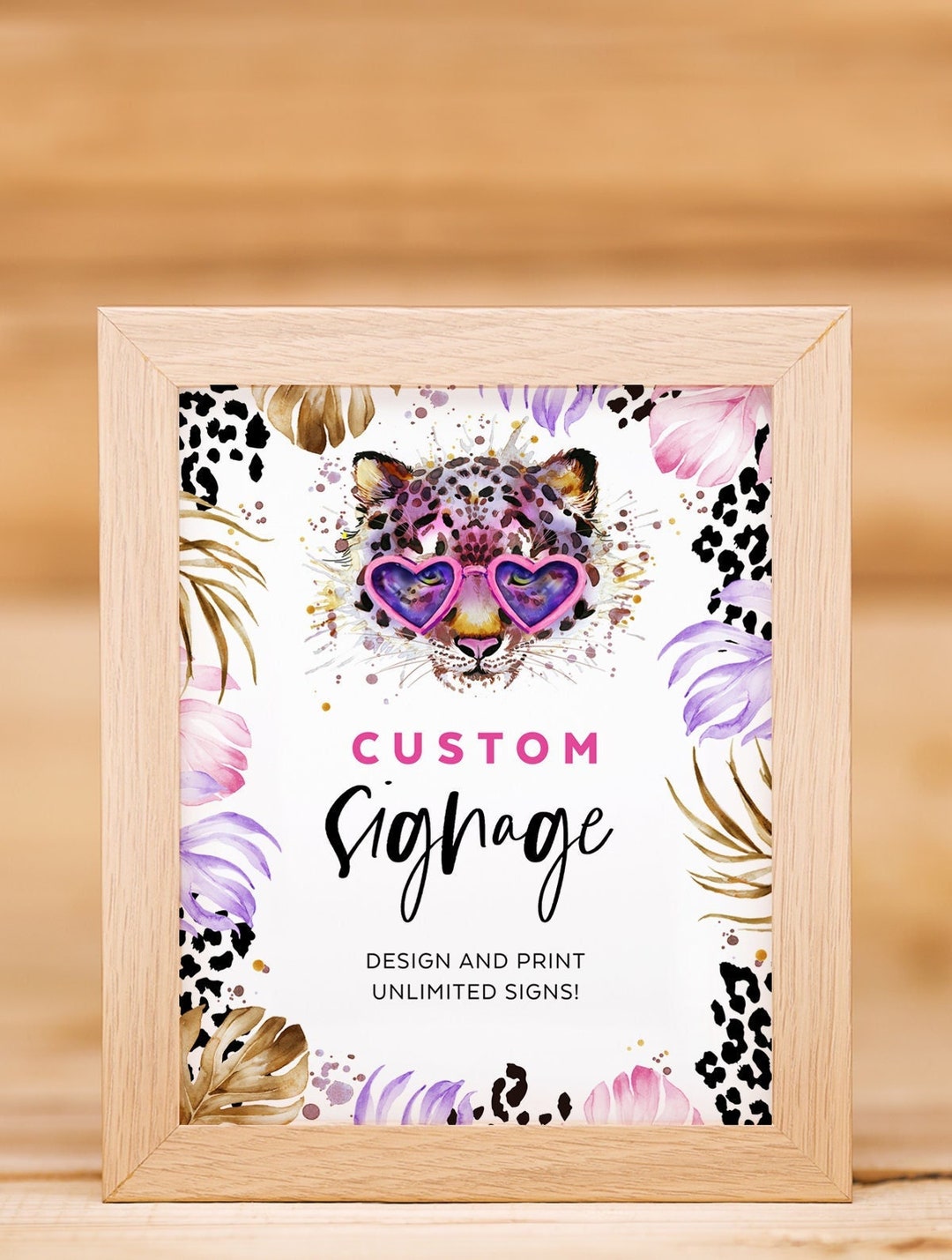 Leopard Custom Sign, Cheetah, Party Animal, Jungle, Safari, Girl ...