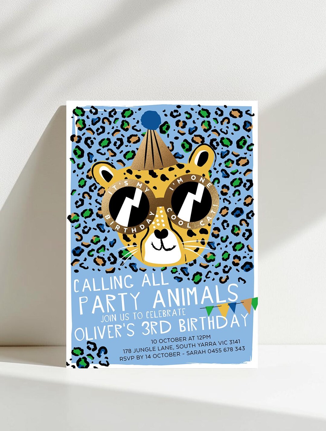 Cheetah Birthday Invitation, One Cool Cat, Party Animal Invite, Cheetah ...