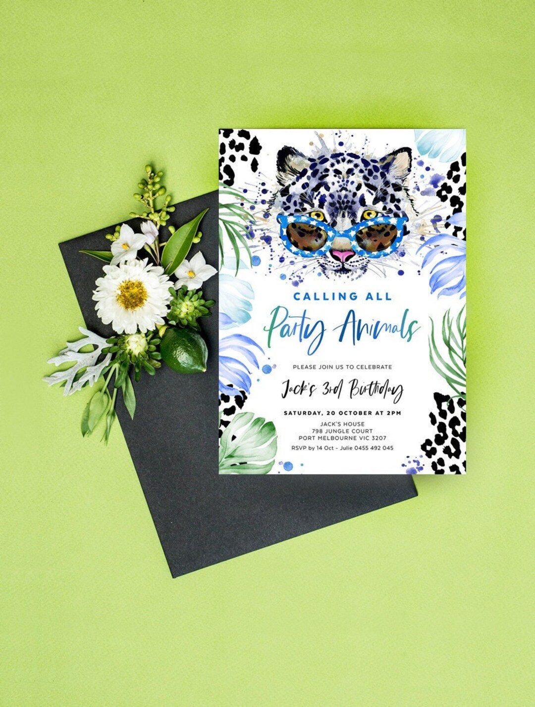 Cheetah Birthday Invitation, Calling All Party Animals, Leopard Print ...