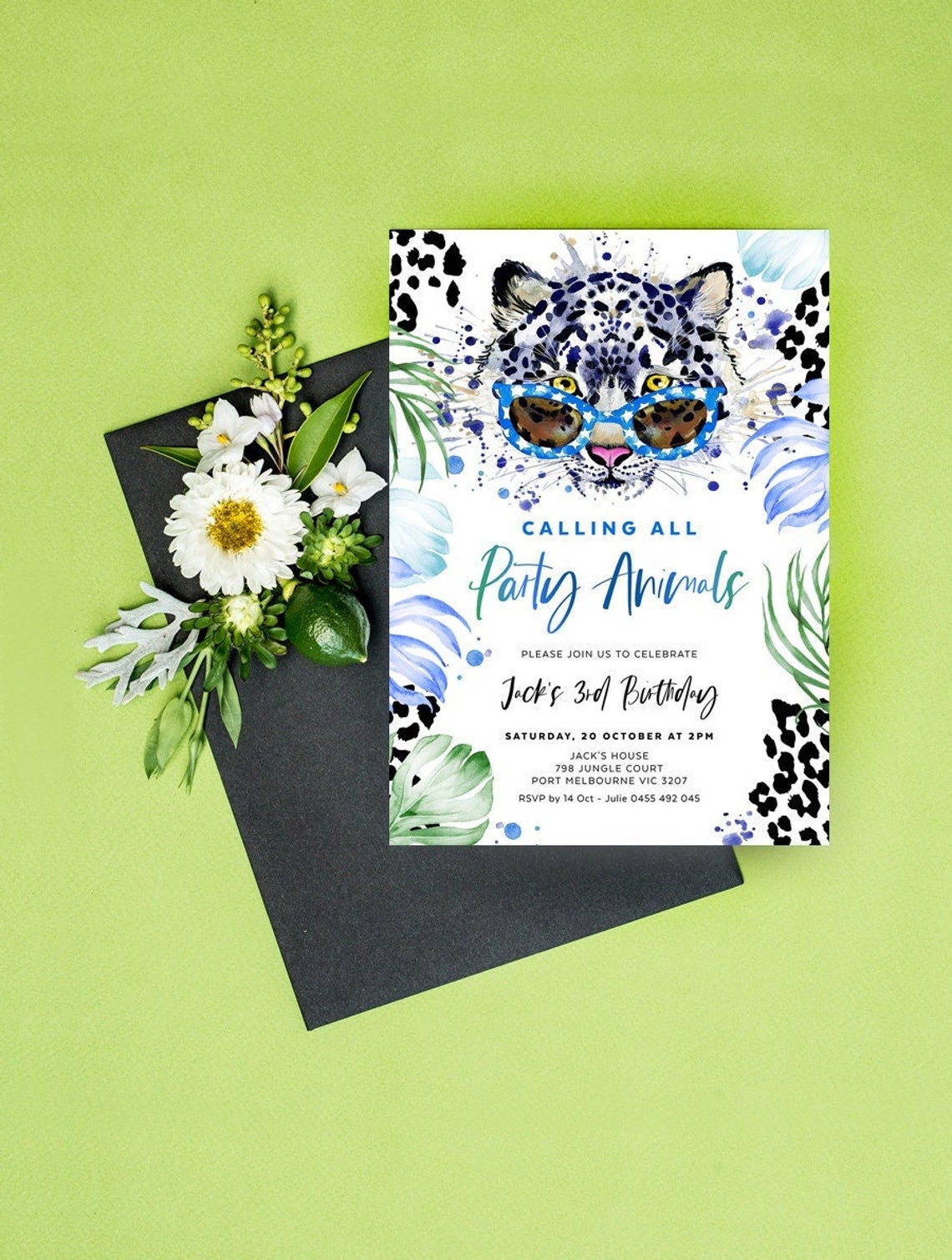 Cheetah Birthday Invitation, Calling All Party Animals, Leopard Print ...