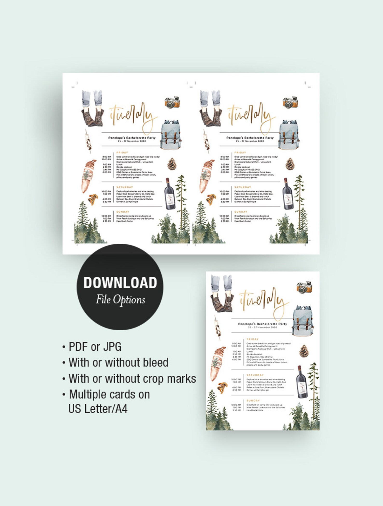 Itinerary Template, Weekend Schedule, Retreat Planner, Travel Agenda ...