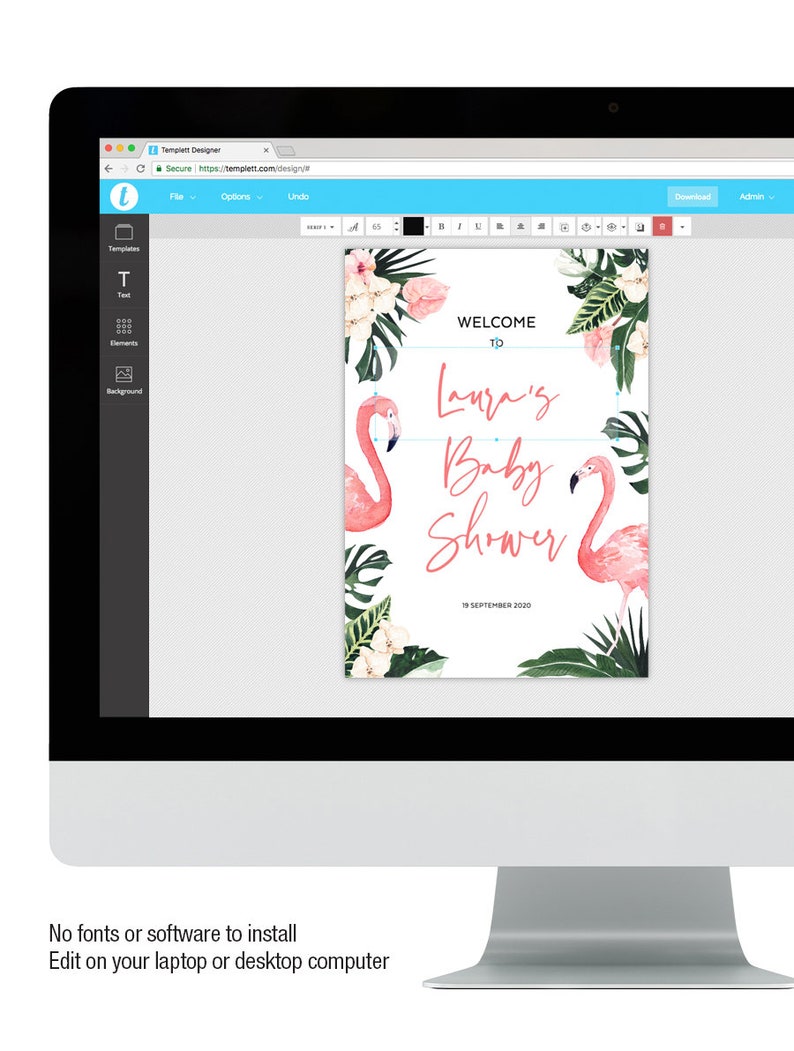 Flamingo Welcome Sign Tropical Theme Beach Large Poster | Etsy