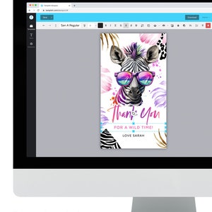 Thank You Tag, Favor Tags, Zebra, Safari Theme, Jungle Birthday, Party ...