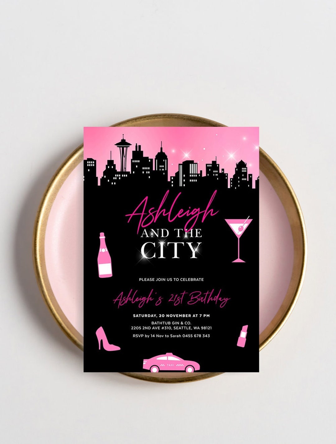 SEATTLE City Birthday Invitation Template, Destination, in the City ...